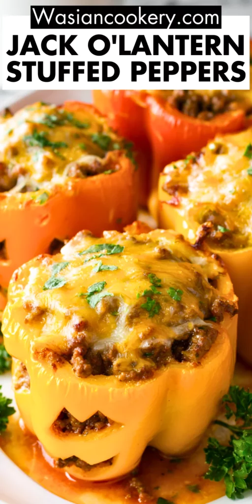 Jack O'Lantern Stuffed Peppers Recipe - Wasian Cookery